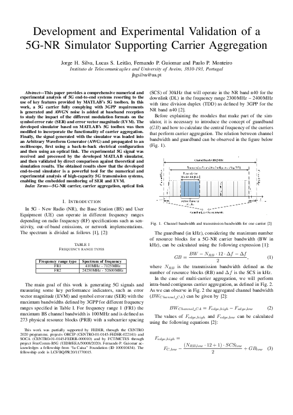 (PDF) Development and Experimental Validation of a 5G-NR Simulator Supporting Carrier Aggregation