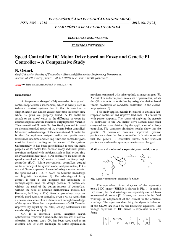 (PDF) Speed Control for DC Motor Drive based on Fuzzy and Genetic PI ...