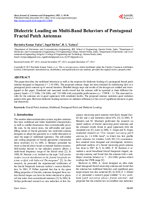 (PDF) Dielectric Loading on Multi-Band Behaviors of Pentagonal Fractal ...