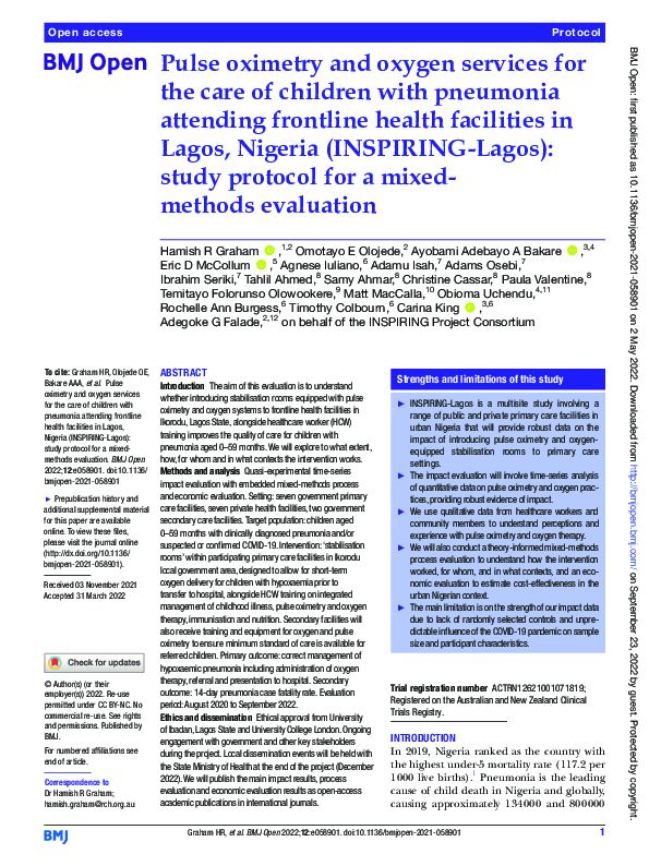 (PDF) Pulse oximetry and oxygen services for the care of children with ...