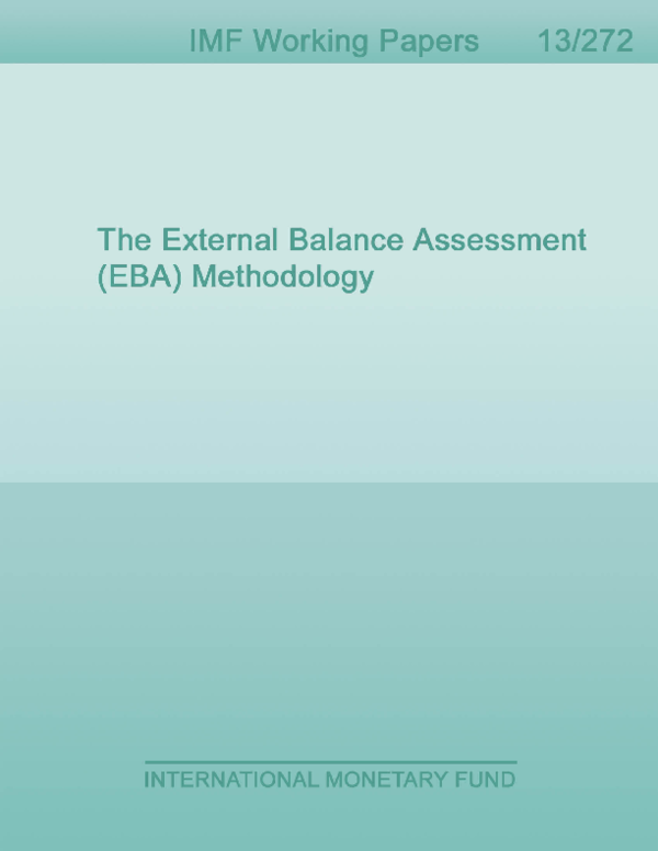(PDF) The External Balance Assessment (EBA) Methodology
