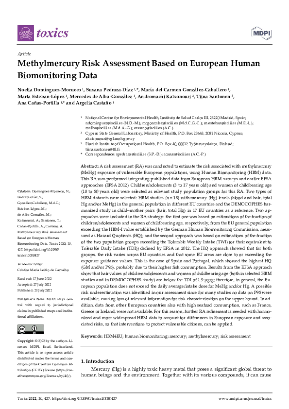 (PDF) Methylmercury Risk Assessment Based on European Human ...