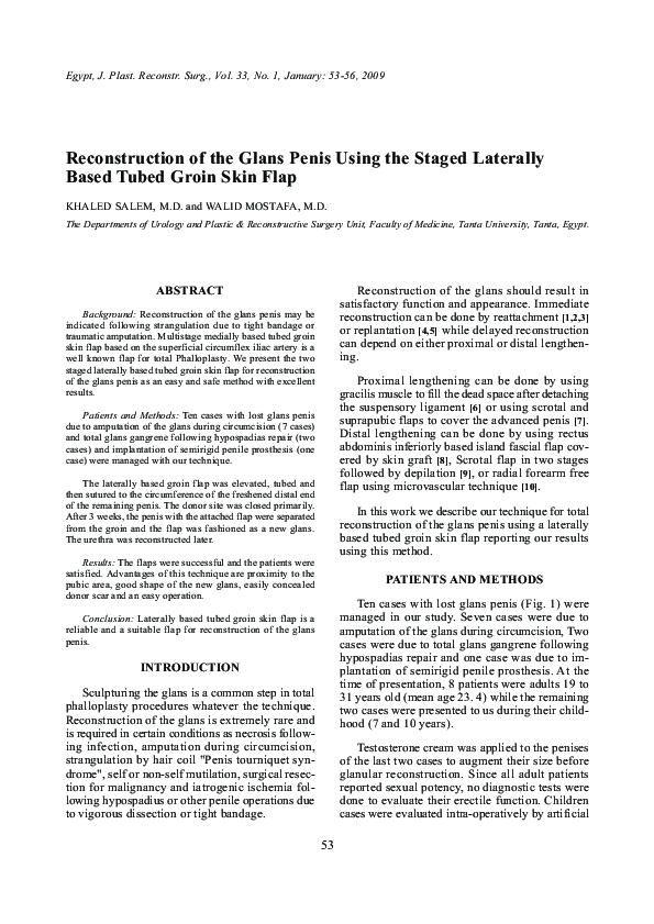(PDF) Reconstruction of the Glans Penis Using the Staged Laterally ...