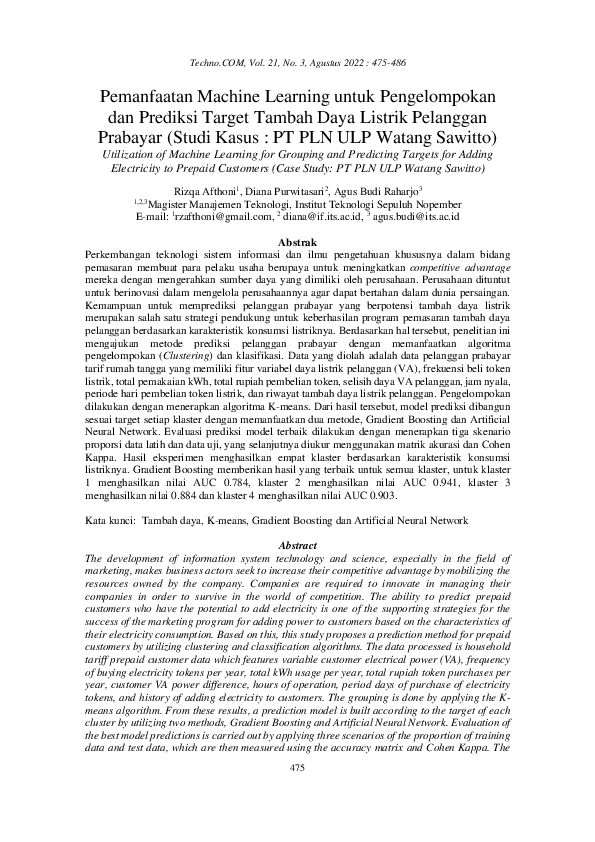 (PDF) Pemanfaatan Machine Learning untuk Pengelompokan dan Prediksi ...