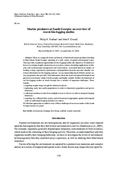 (PDF) Marine predators at South Georgia: an overview of recent bio ...