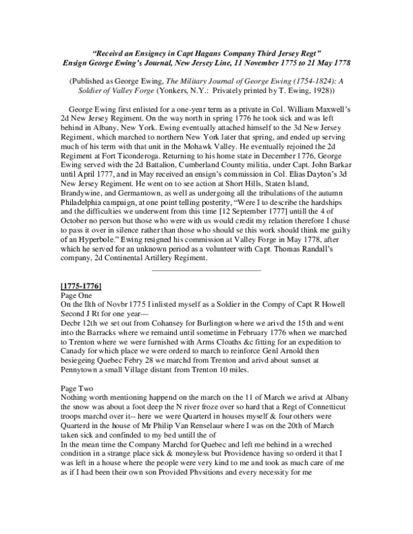 (PDF) “Receivd an Ensigncy in Capt Hagans Company Third Jersey Regt ...
