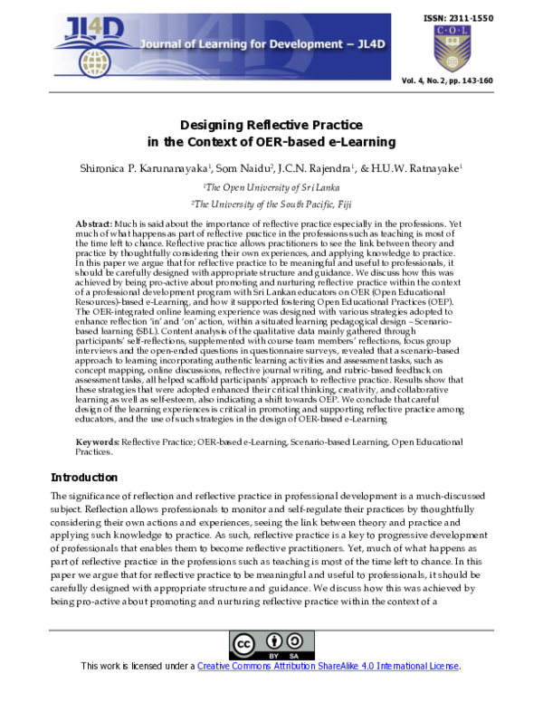 (PDF) Designing Reflective Practice in the Context of OER-based e-Learning