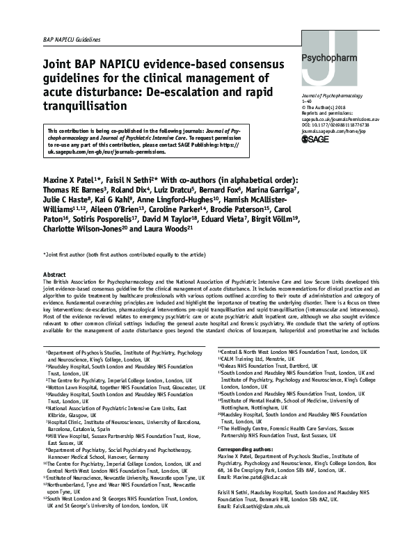 (PDF) Joint BAP NAPICU evidence-based consensus guidelines for the ...
