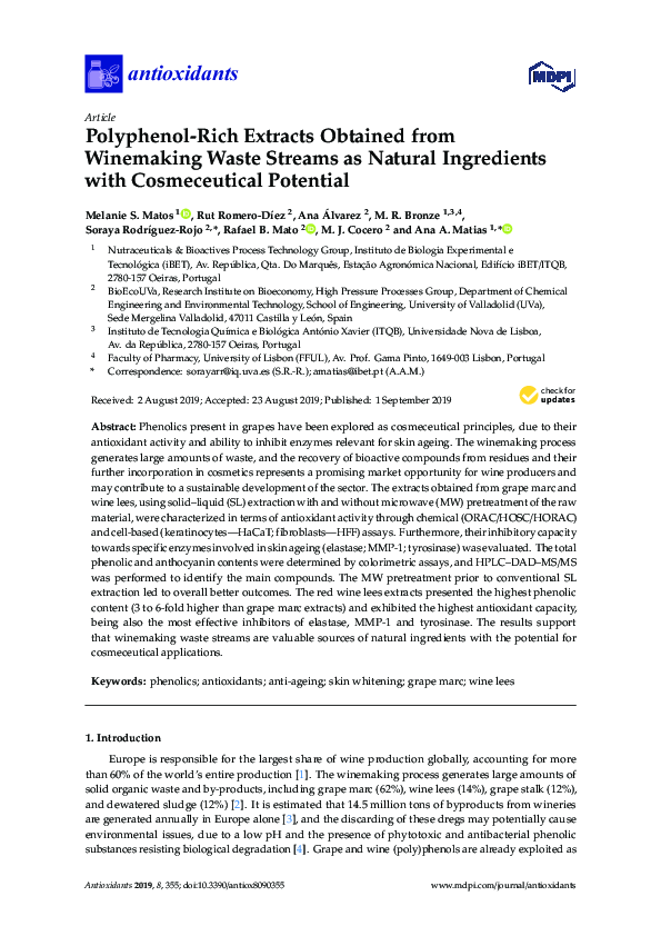 (PDF) Polyphenol-Rich Extracts Obtained from Winemaking Waste Streams ...