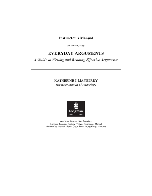 (PDF) Everyday arguments: a guide to writing and reading effective ...