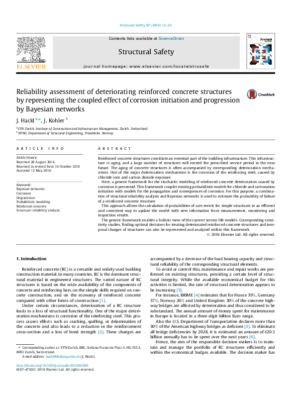 (PDF) Reliability assessment of deteriorating reinforced concrete beams