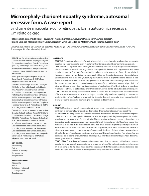 (PDF) Autosomal Recessive Microcephaly-Chorioretinopathy