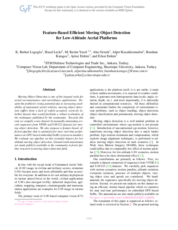 (PDF) Feature-Based Efficient Moving Object Detection for Low-Altitude Aerial Platforms