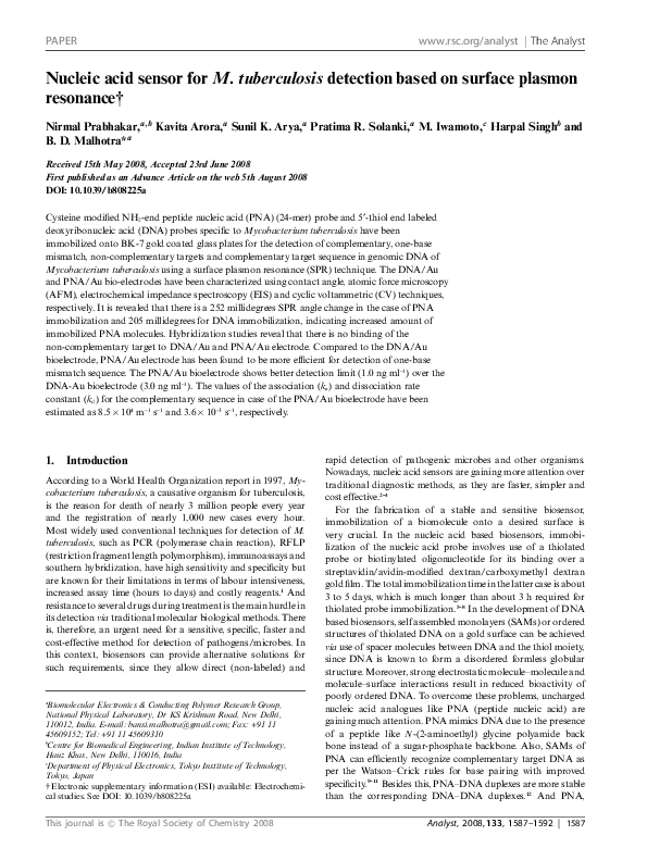 (PDF) Nucleic acid sensor for M. tuberculosis detection based on ...