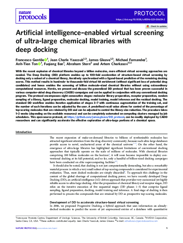 (PDF) Artificial intelligence–enabled virtual screening of ultra-large chemical libraries with ...