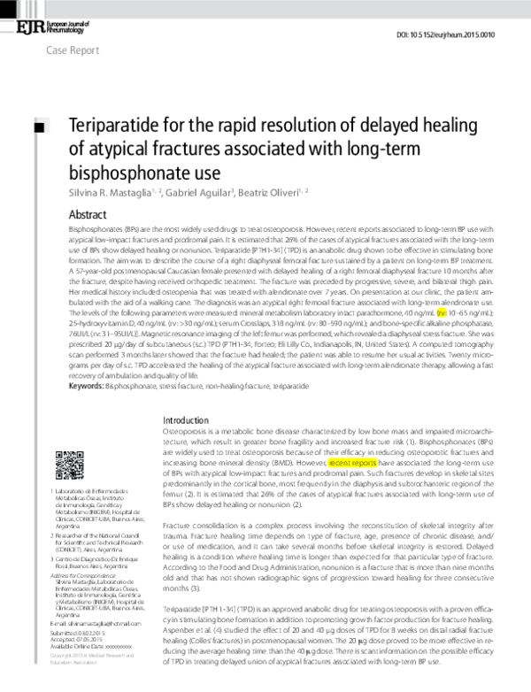 (PDF) Teriparatide for the rapid resolution of delayed healing of ...