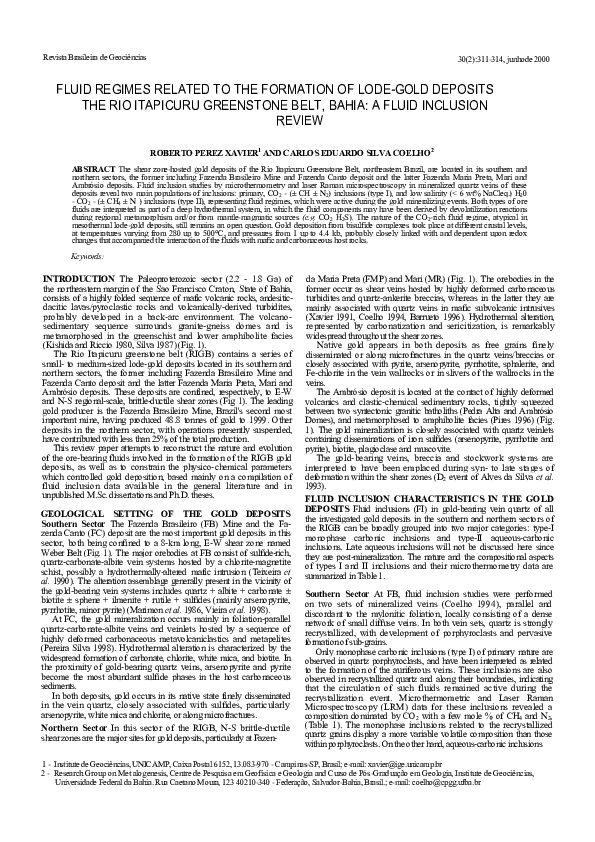 (PDF) Fluid regimes related to the formation of lode-gold deposits in ...
