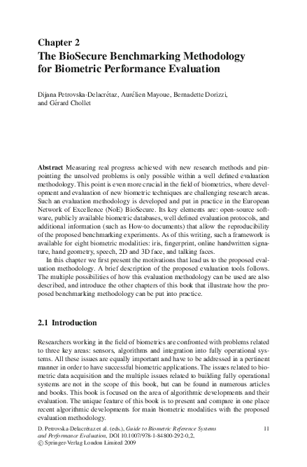 Pdf Guide To Biometric Reference Systems And Performance Evaluation