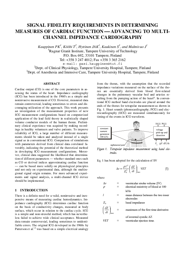 (PDF) Signal Fidelity Requirements In Determining Measures Of Cardiac ...