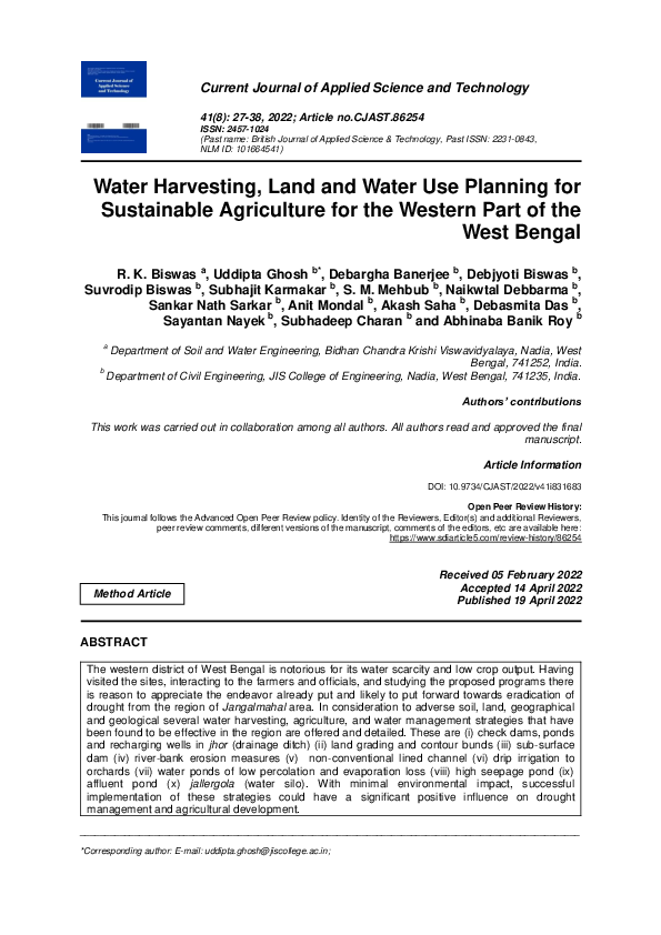 (PDF) Water Harvesting, Land and Water Use Planning for Sustainable ...