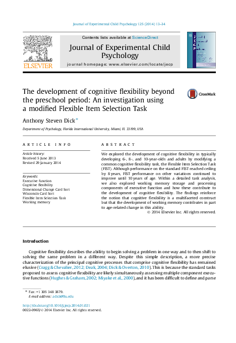 (PDF) The development of cognitive flexibility beyond the preschool ...