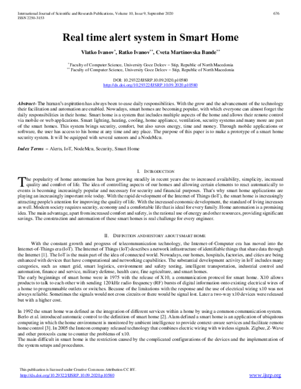 (PDF) Smart Home Real-Time Security Alert System