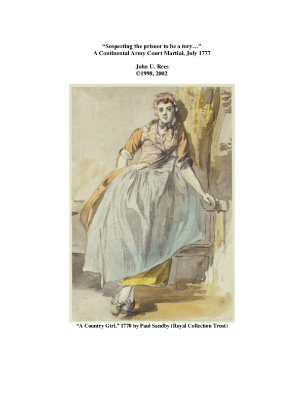 (PDF) "Sospecting the prisner to be a tory…" A Continental Army Court ...