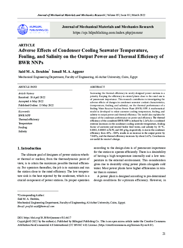 (PDF) Adverse Effects of Condenser Cooling Seawater Temperature ...