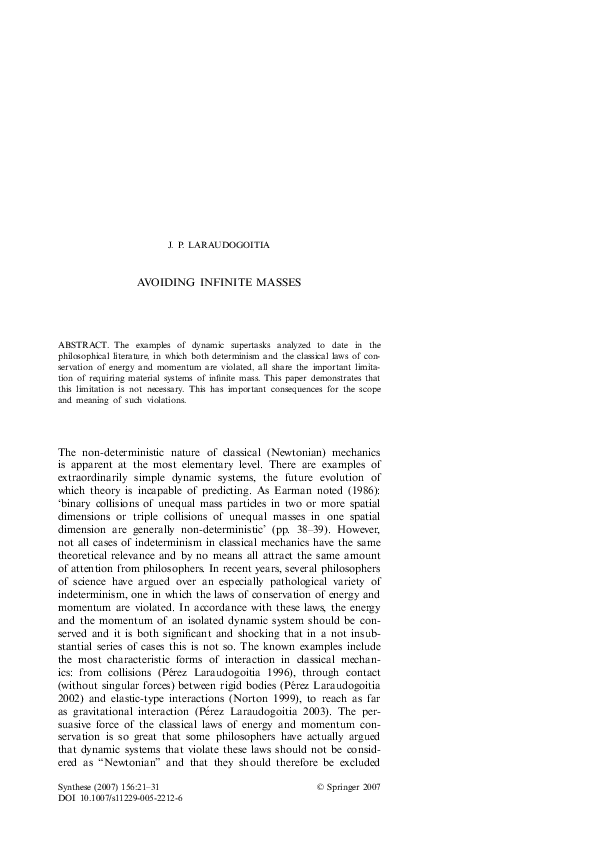 (PDF) Avoiding Infinite Masses | Jon Pérez Laraudogoitia - Academia.edu (PDF) Avoiding Infinite Masses | Jon Pérez Laraudogoitia - Academia.edu