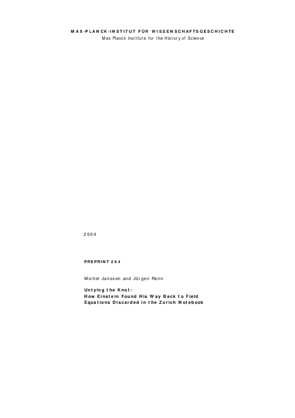 (PDF) Untying the Knot: how Einstein Found his way Back to Field ...