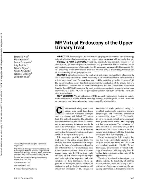(PDF) MR Virtual Endoscopy of the Upper Urinary Tract