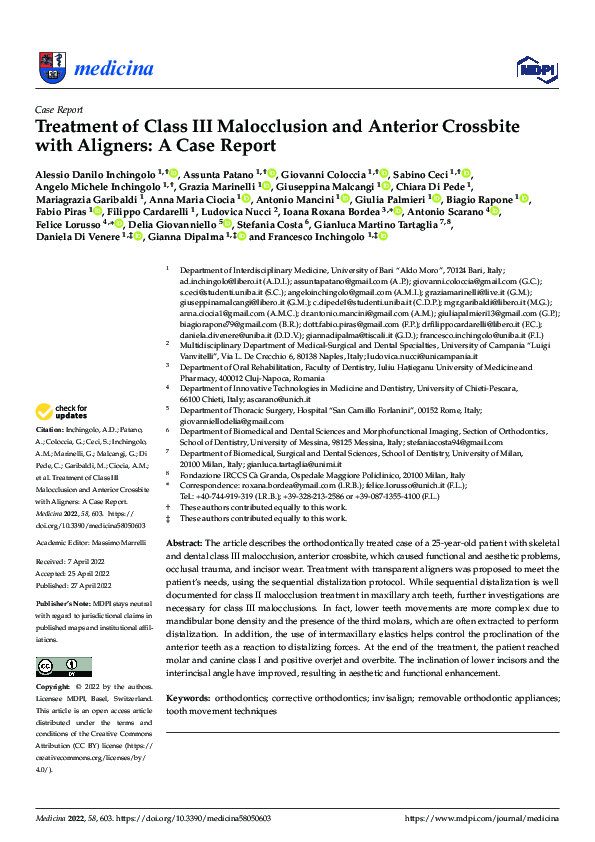 Treatment of Class III Malocclusion and Anterior Crossbite with ...