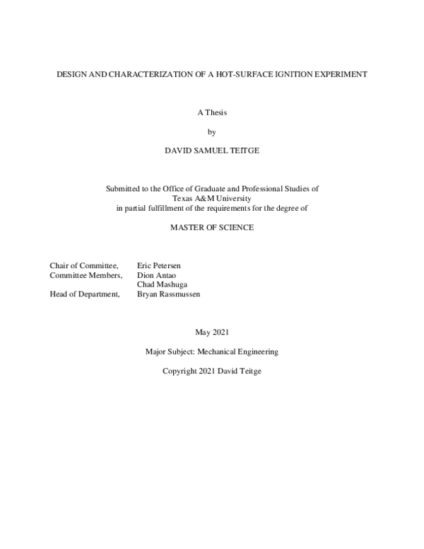 (PDF) Design and Characterization of a Hot-Surface Ignition Experiment (PDF) Design and Characterization of a Hot-Surface Ignition Experiment