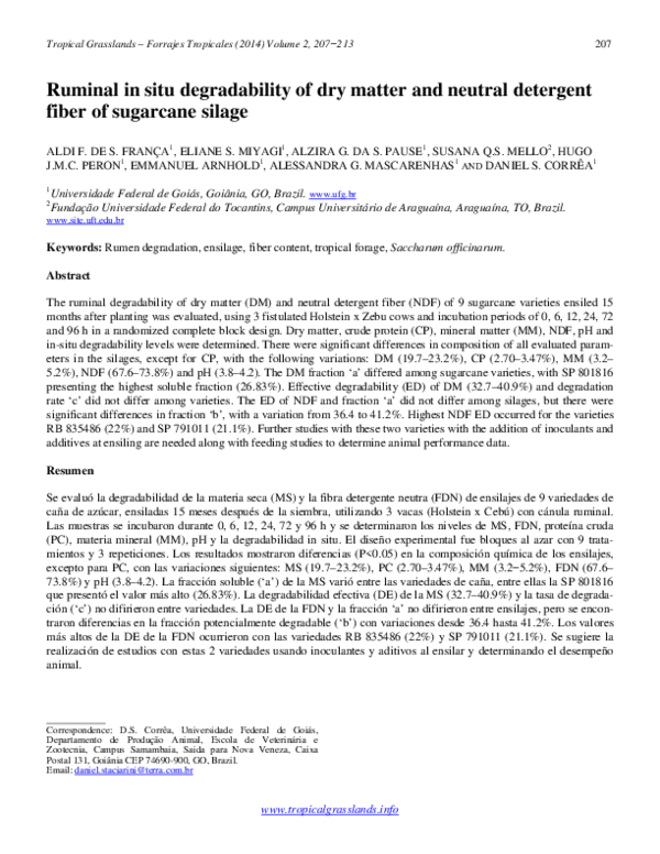 (PDF) Ruminal in situ degradability of dry matter and neutral detergent ...