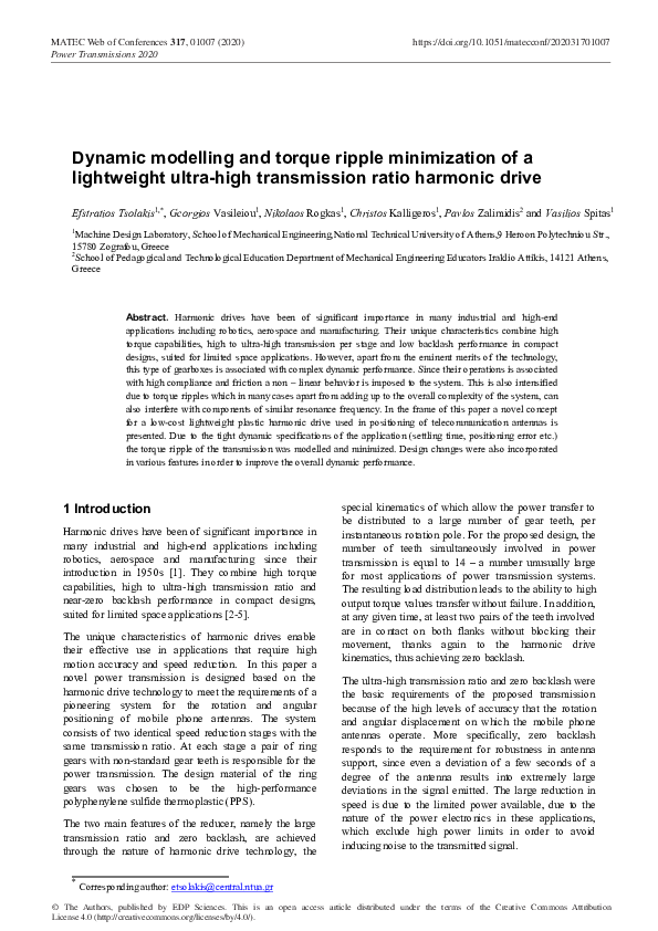 Pdf Dynamic Modelling And Torque Ripple Minimization Of A Lightweight