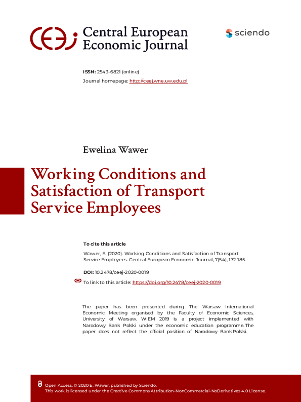 (PDF) Working Conditions and Satisfaction of Transport Service Employees