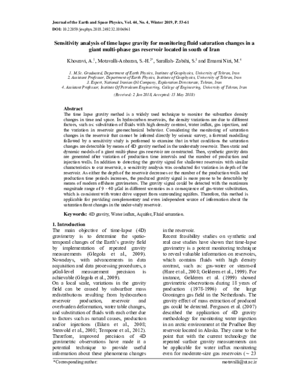 (PDF) Time lapse gravity gradiometry for reservoir monitoring | Daniel DiFrancesco - Academia.edu