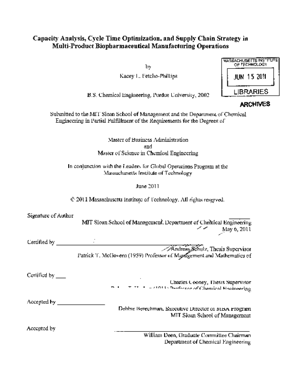 (PDF) [Page intentionally left blank] Capacity Analysis, Cycle Time Optimization, and Supply ...