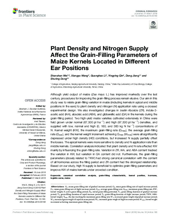(PDF) Plant Density and Nitrogen Supply Affect the Grain-Filling ...