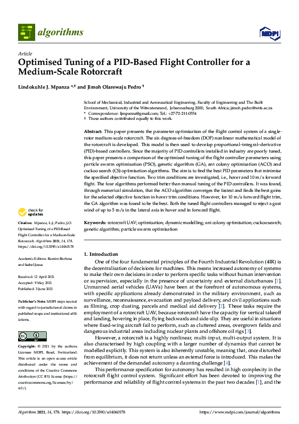 (PDF) Optimised Tuning of a PID-Based Flight Controller for a Medium ...