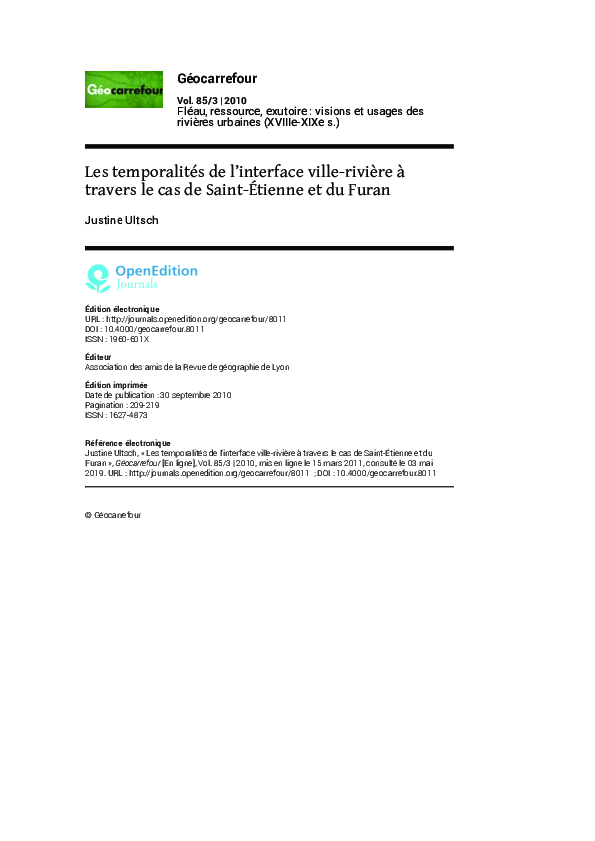 (PDF) Les temporalités de l’interface ville-rivière à travers le cas de ...