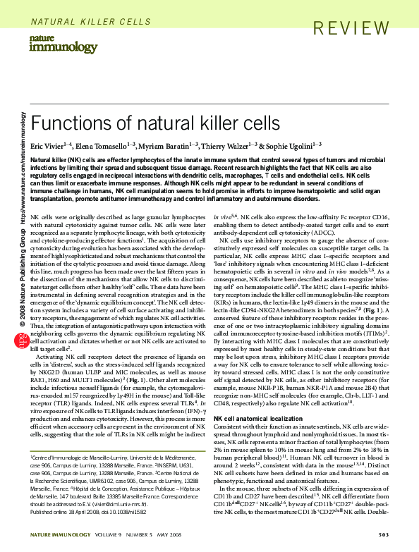 (PDF) Functions of natural killer cells