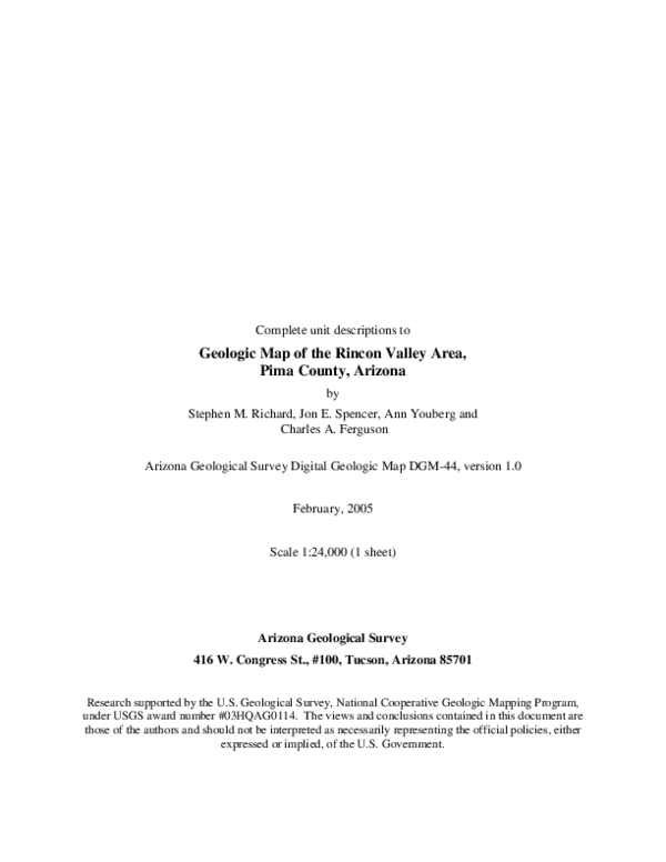 (PDF) Complete unit descriptions to Geologic Map of the Rincon Valley ...