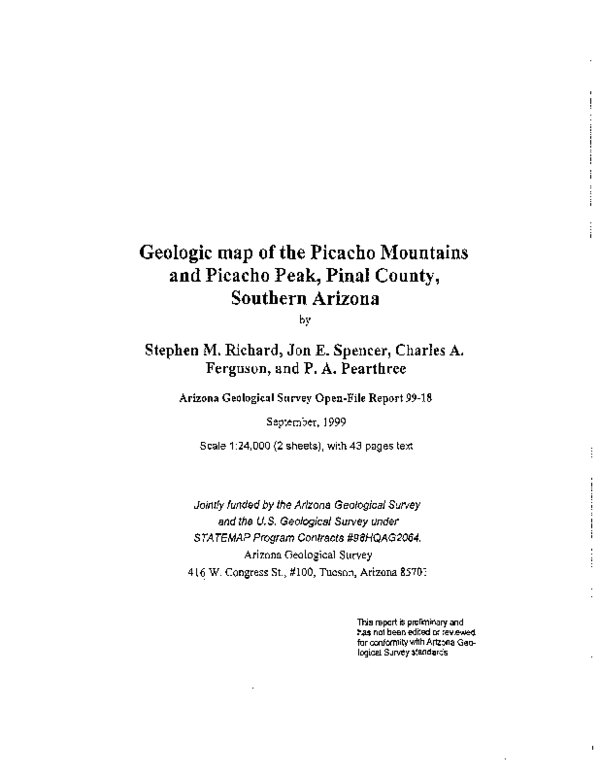 (PDF) Geologic Map of the Picacho Mountains and Picacho Peak, Pinal ...