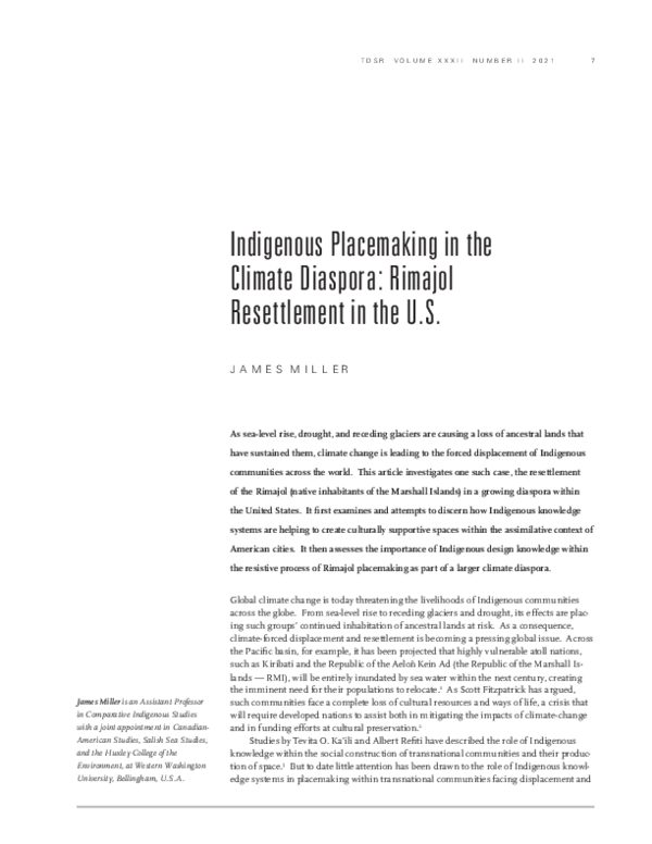 (PDF) Indigenous Placemaking in the Climate Diaspora: Rimajol ...