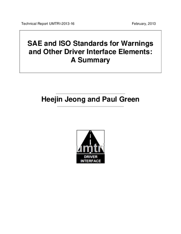 (PDF) SAE and ISO standards for warnings and other driver interface ...
