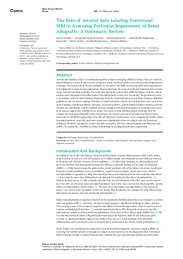 (PDF) The Role of Arterial Spin Labeling Functional MRI in Assessing ...