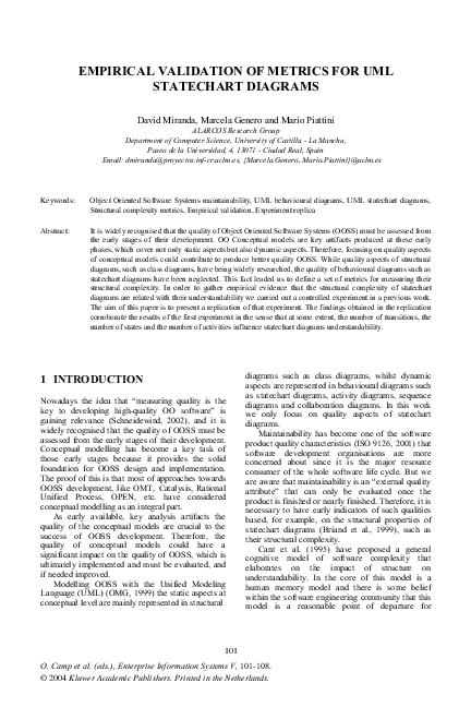 (PDF) Empirical Validation of Metrics for UML Statechart Diagrams