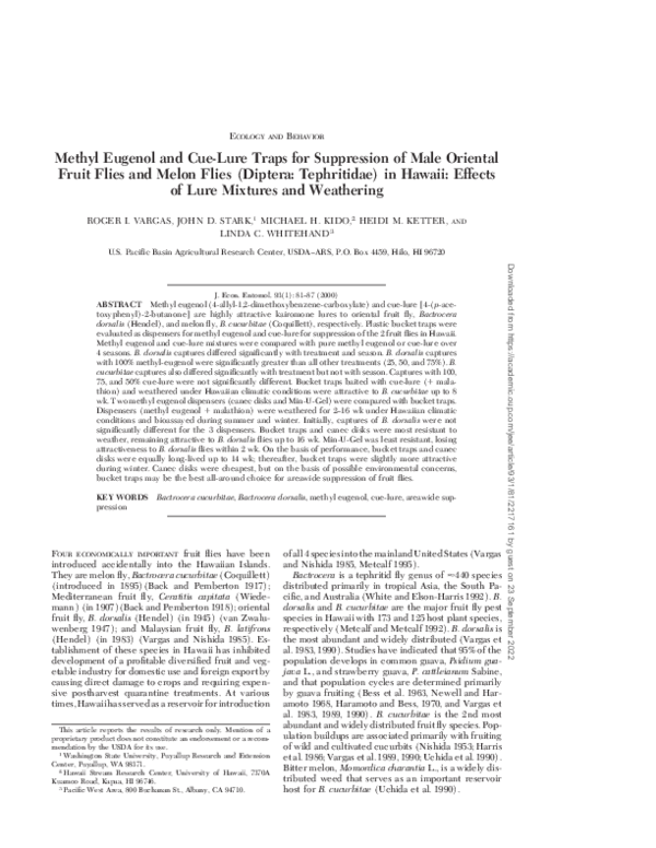 (PDF) Methyl Eugenol and Cue-Lure Traps for Suppression of Male ...