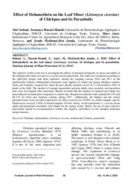 (PDF) Effect of Deltamethrin on the Leaf Miner (Liriomyza cicerina) of ...